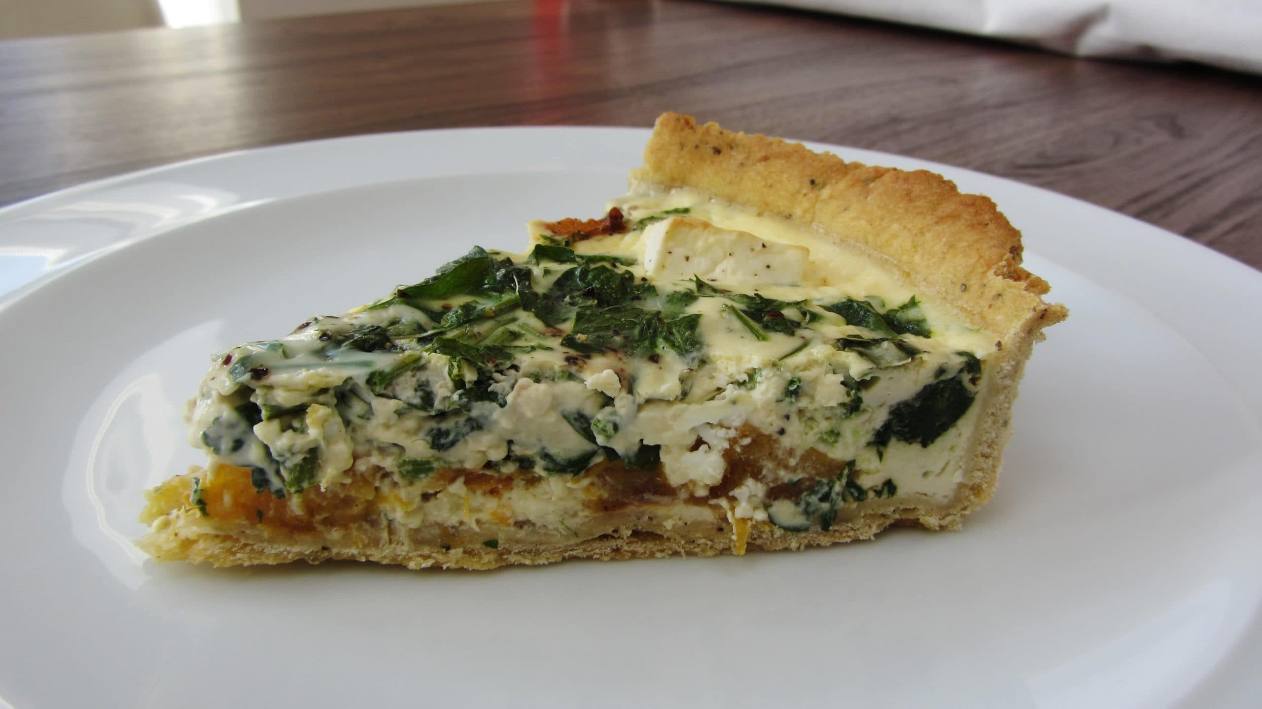 Creamy Feta Quiche with Pumpkin and Spinach - Searching for Spice