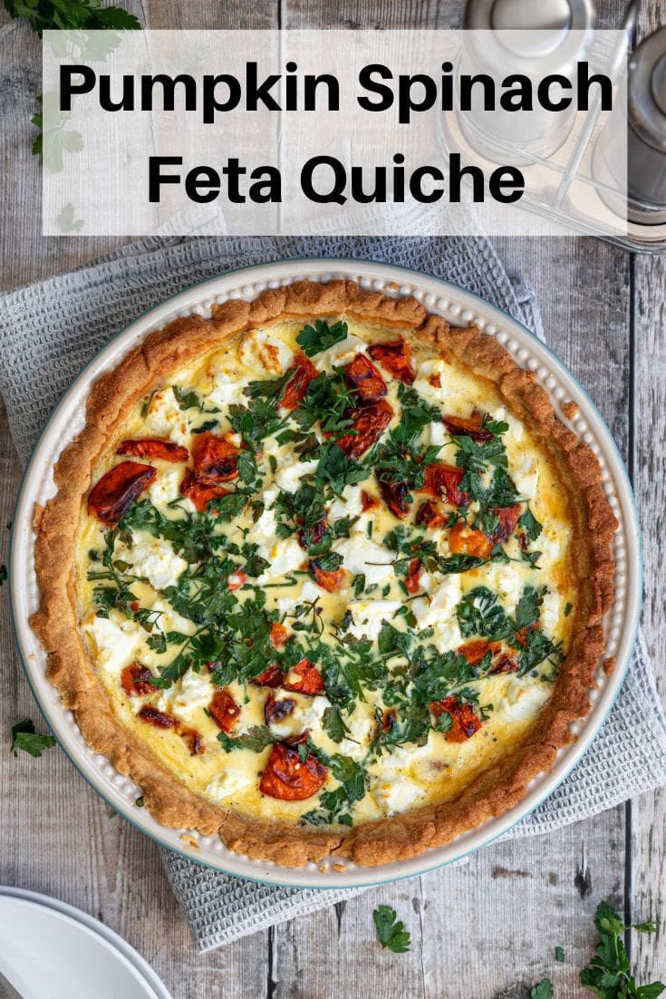 Creamy Feta Quiche with Pumpkin and Spinach - Searching for Spice