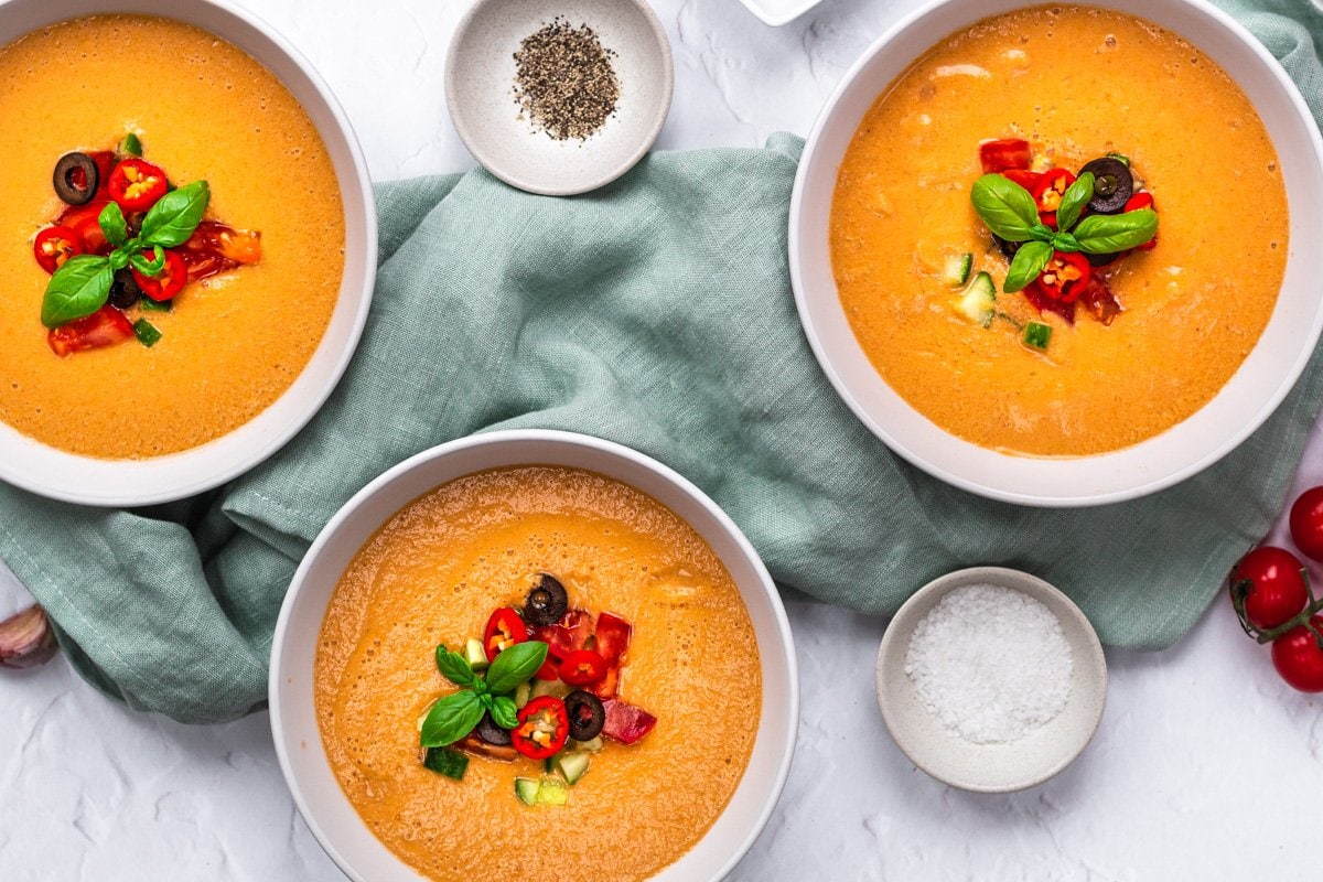 Spicy Gazpacho - A Healthy Vegan Appetiser - Searching for Spice