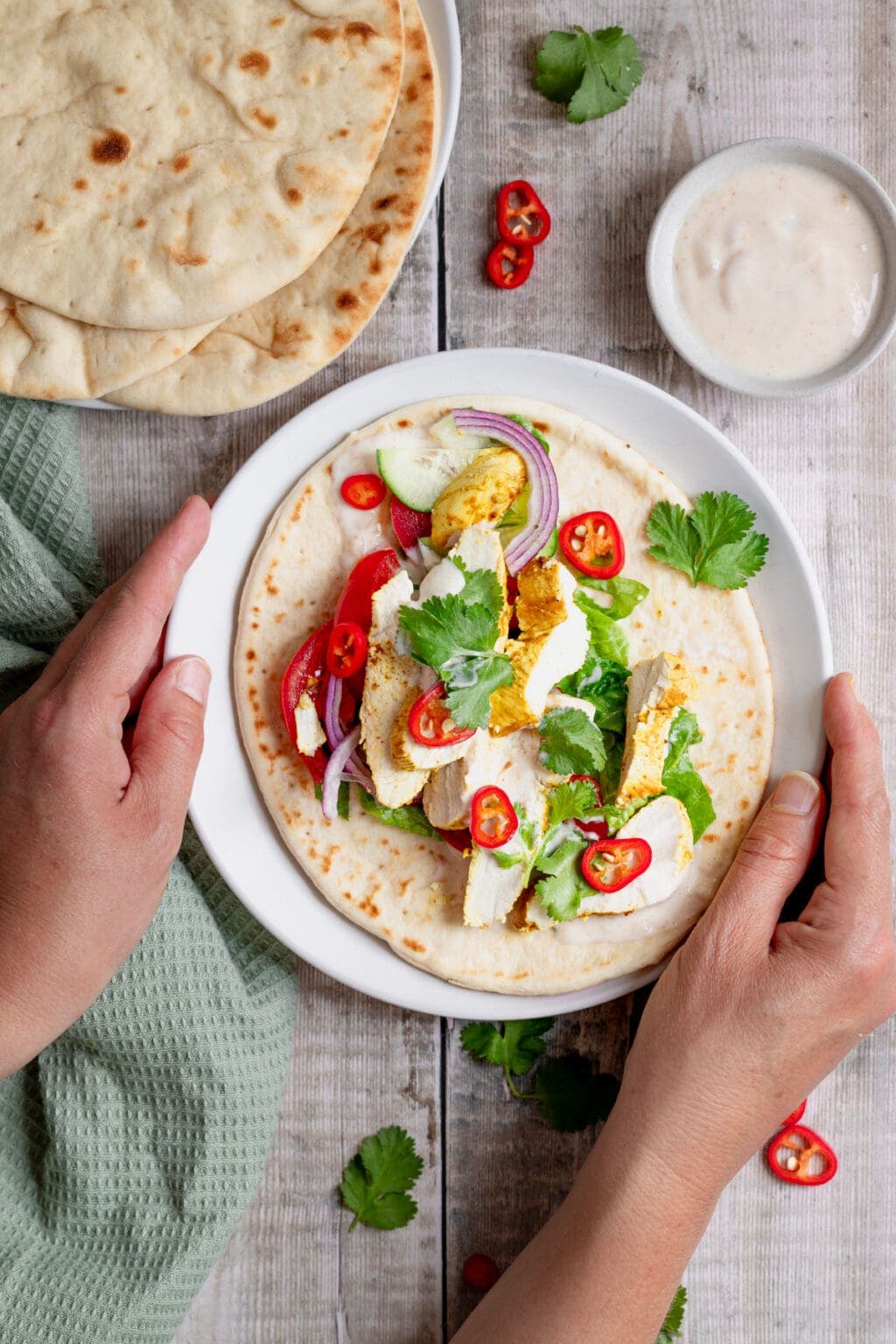Indian Chicken Wrap with Mango Yogurt Dressing - Searching for Spice